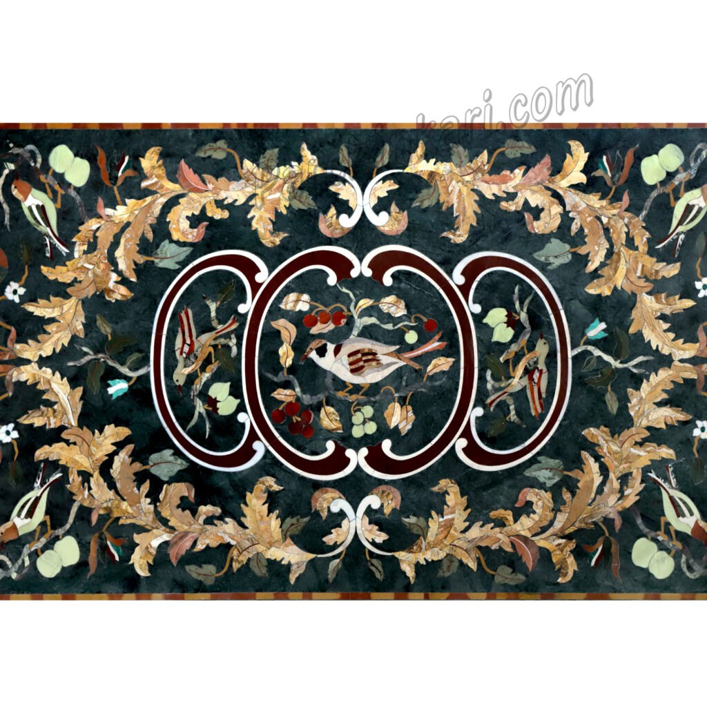 Rectangular Table Top in Marble - Parchinkari - Marble Inlay ...