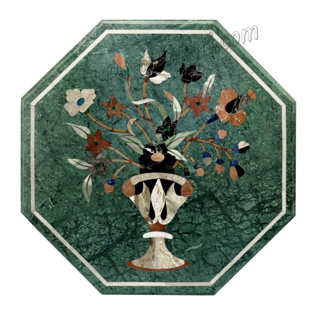 Indian Green Marble Table Top - Parchinkari - Marble Inlay & Pietradura ...
